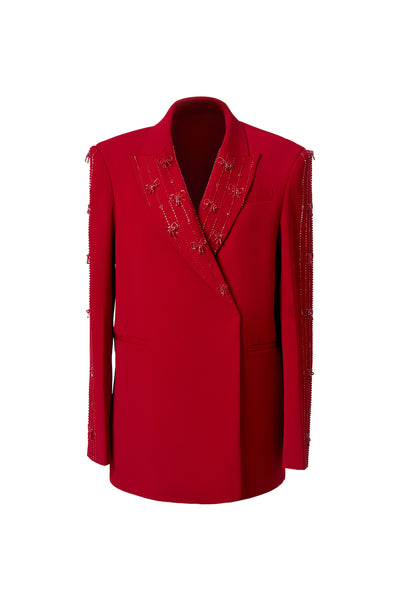 Oversized Jacket with Pin-Stripe Lapels and Sleeves – Nour Abdul